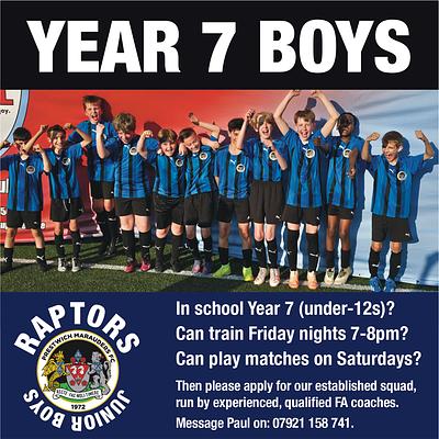 Prestwich Marauders FC | Raptors under-12s on the lookout for players