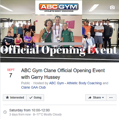 Clane GAA | ABC Gym Clane Gaa Official Launch Event - Sept. 7th @10am